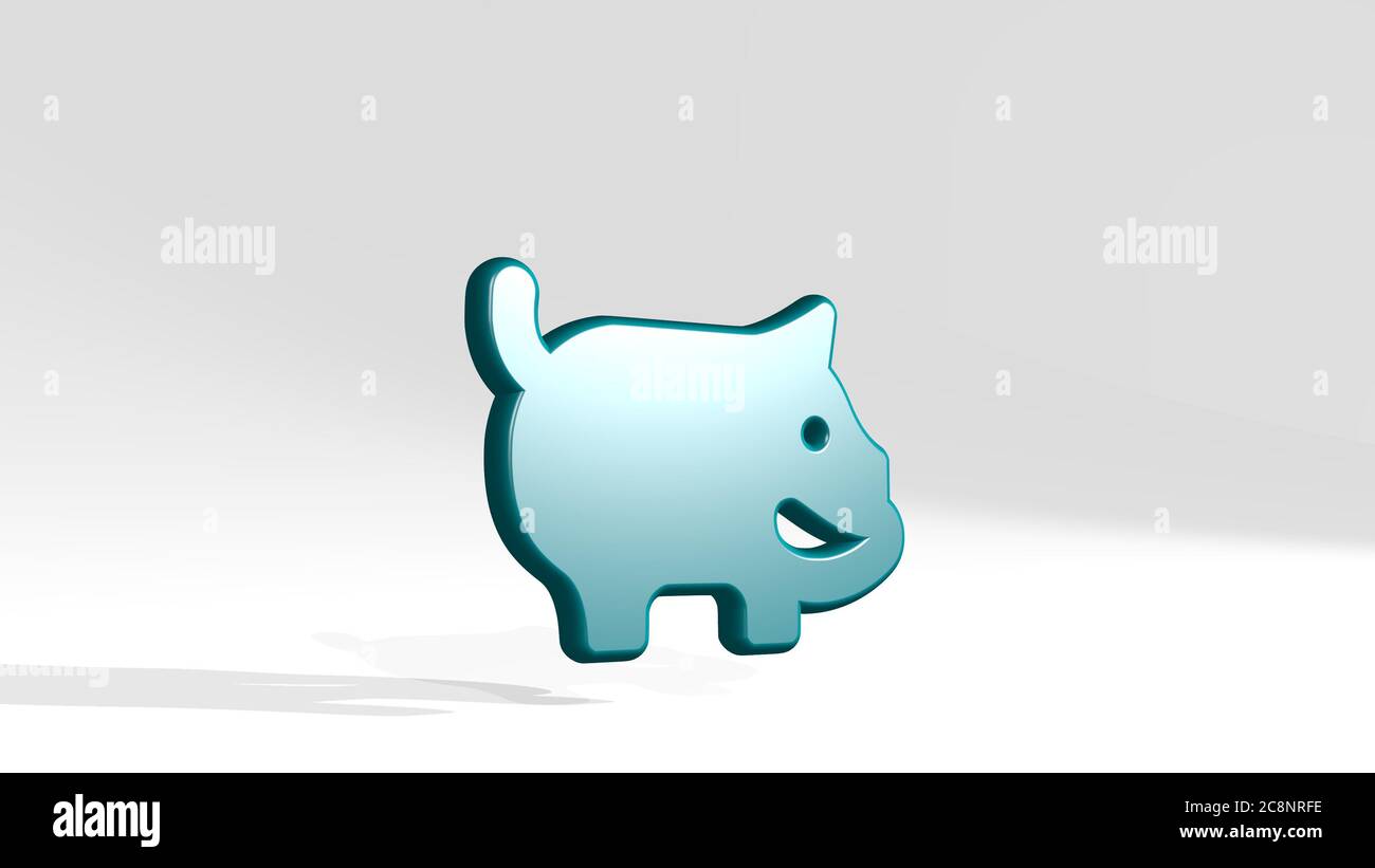 wild pig body stand with shadow. 3D illustration of metallic sculpture ...