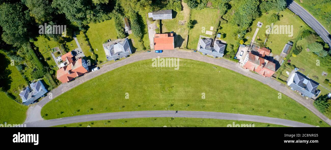 Luxury countryside rural seaside village of Kerrycroy aerial view from ...