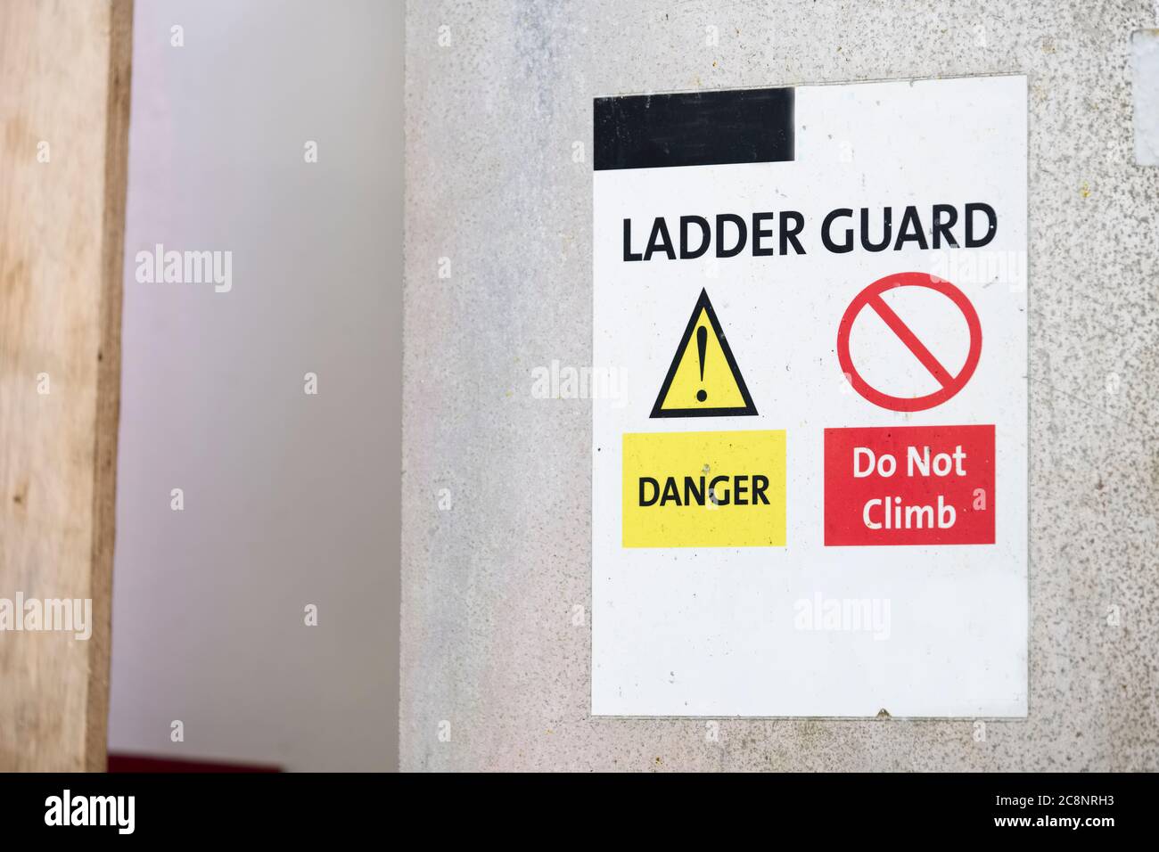 Ferry ship sign ladder guard do not climb Stock Photo - Alamy