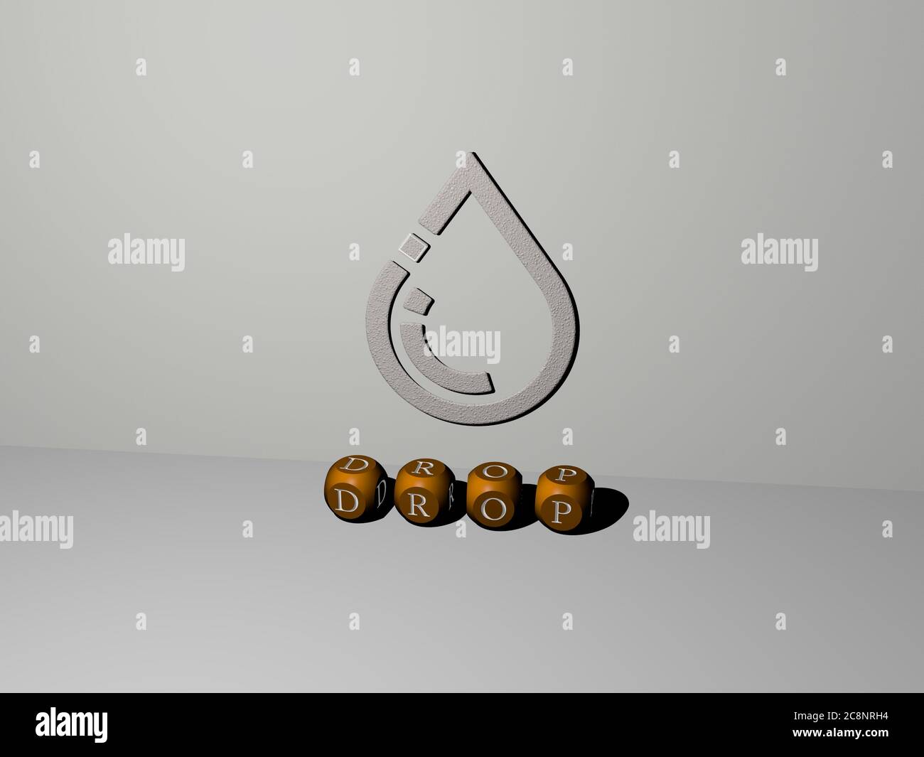 3D graphical image of DROP vertically along with text built by metallic ...