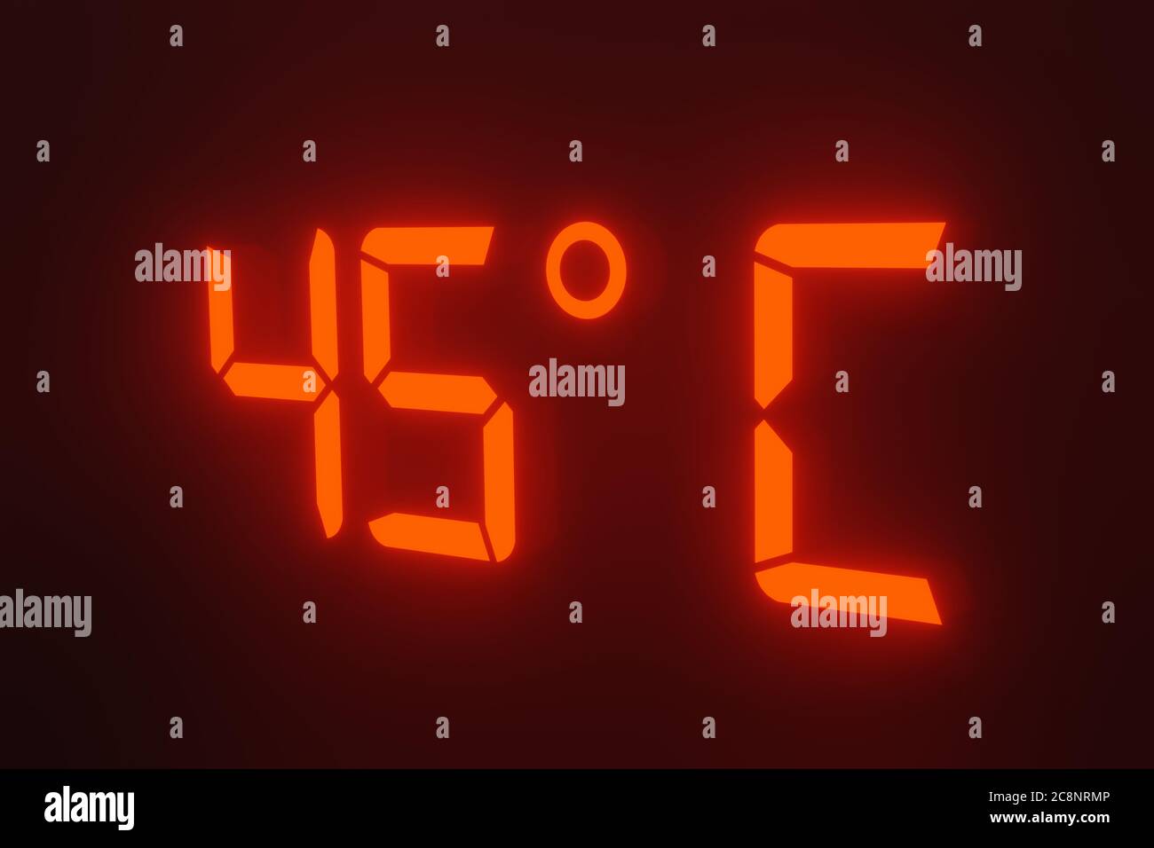 digital display of thermometer with celcius measurement. Hot weather ...