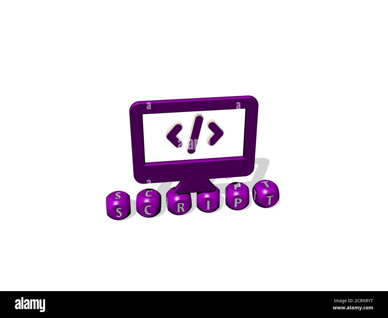 3D graphical image of SCRIPT vertically along with text built by ...