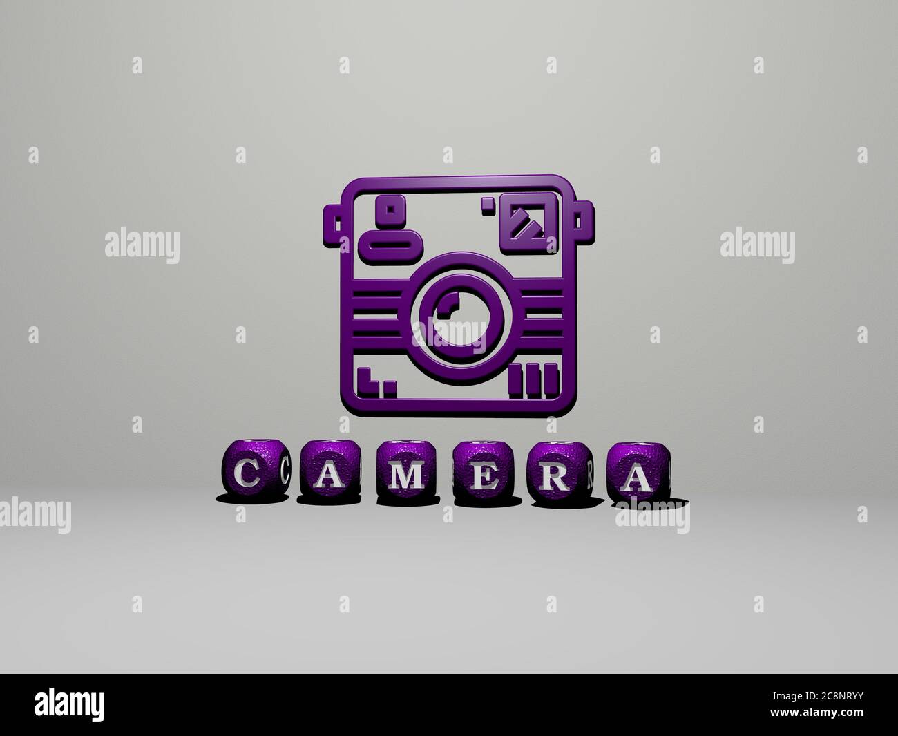 3D graphical image of CAMERA vertically along with text built by ...