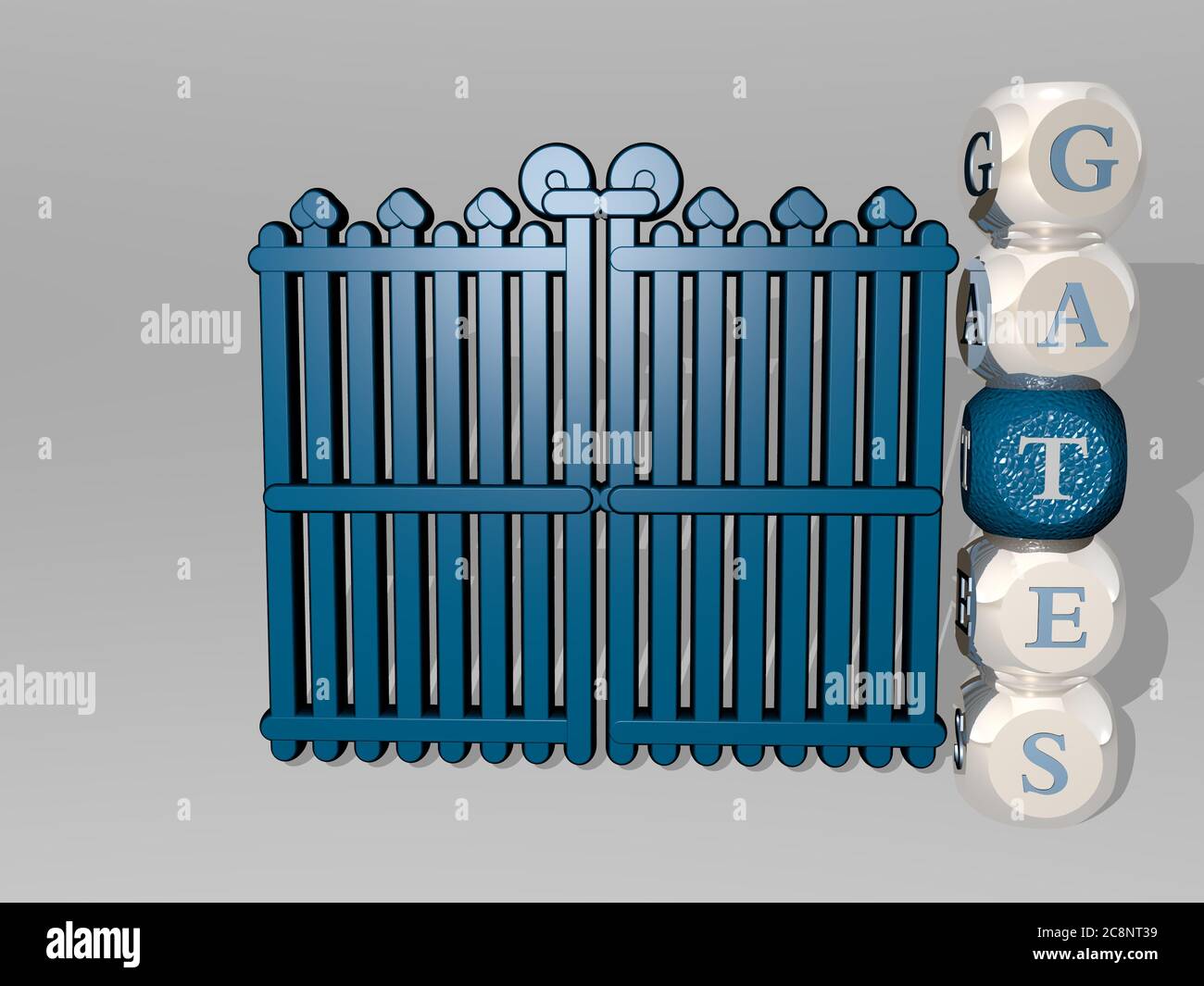 3D illustration of gates graphics and text around the icon made by ...