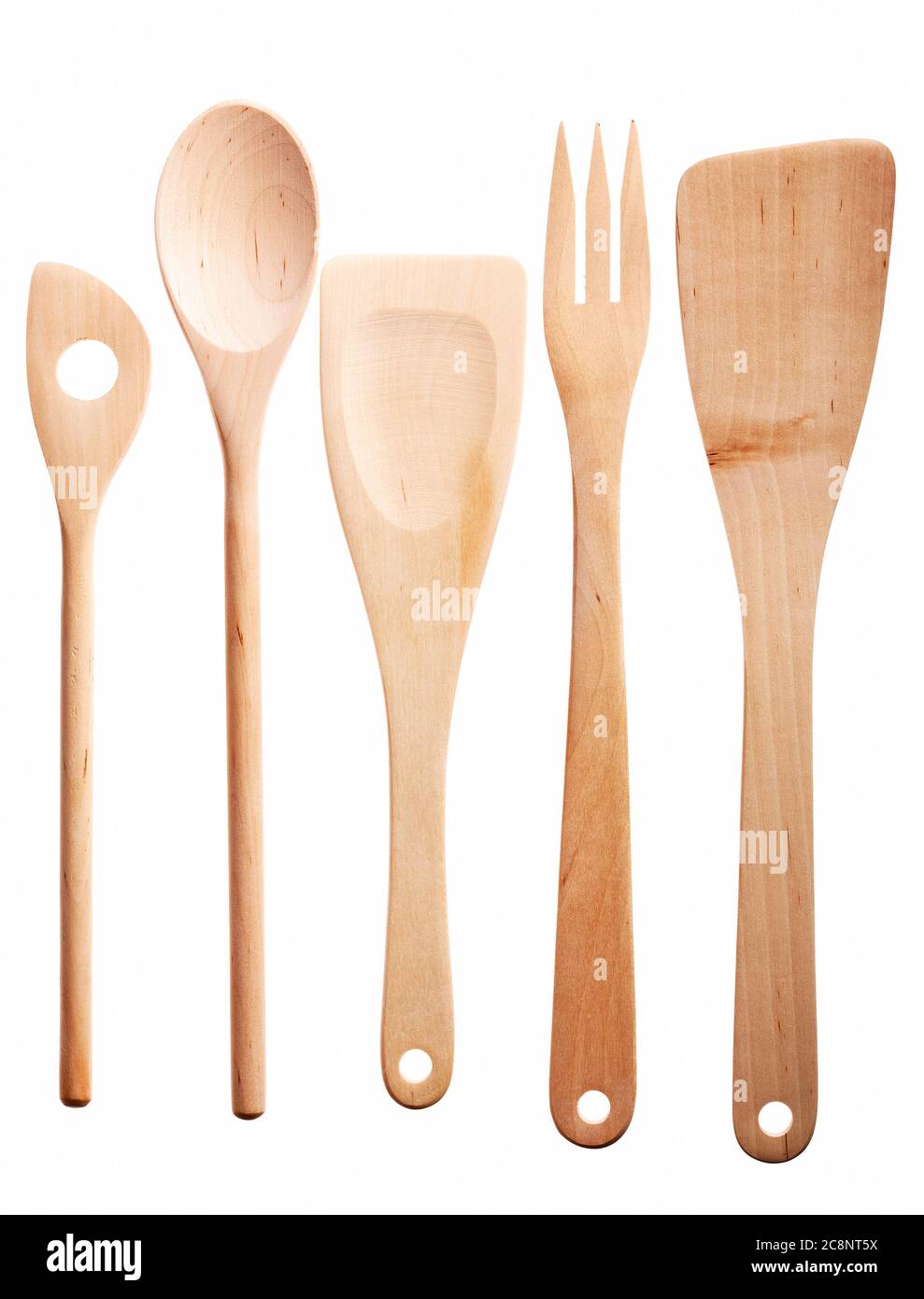 Set of wooden spoon, isolated on white background Stock Photo - Alamy