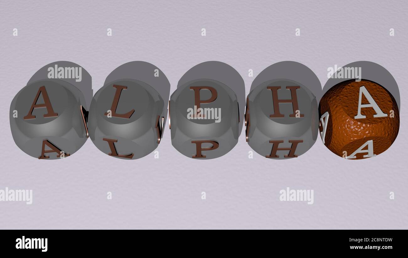 combination of ALPHA built by cubic letters from the top perspective ...