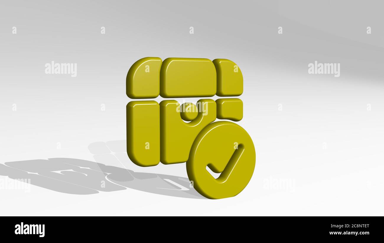 GAMING TREASURE FIND stand with shadow. 3D illustration of metallic ...