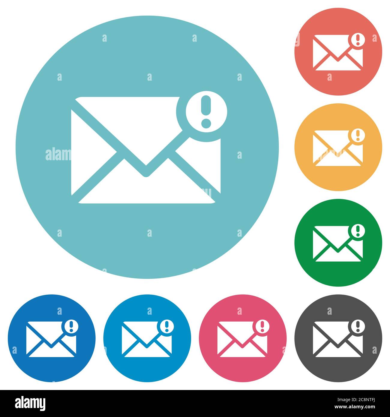 Flat important mail icon set on round color background Stock Vector ...