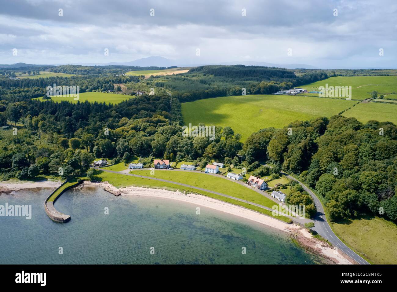 Luxury countryside rural seaside village of Kerrycroy aerial view from ...