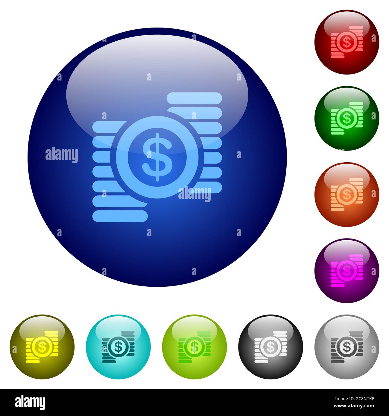 Set of color dollar coins glass web buttons Stock Vector Image & Art ...