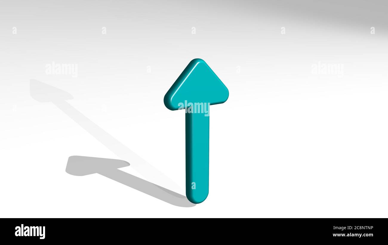 keyboard arrow up made by 3D illustration of a shiny metallic sculpture ...