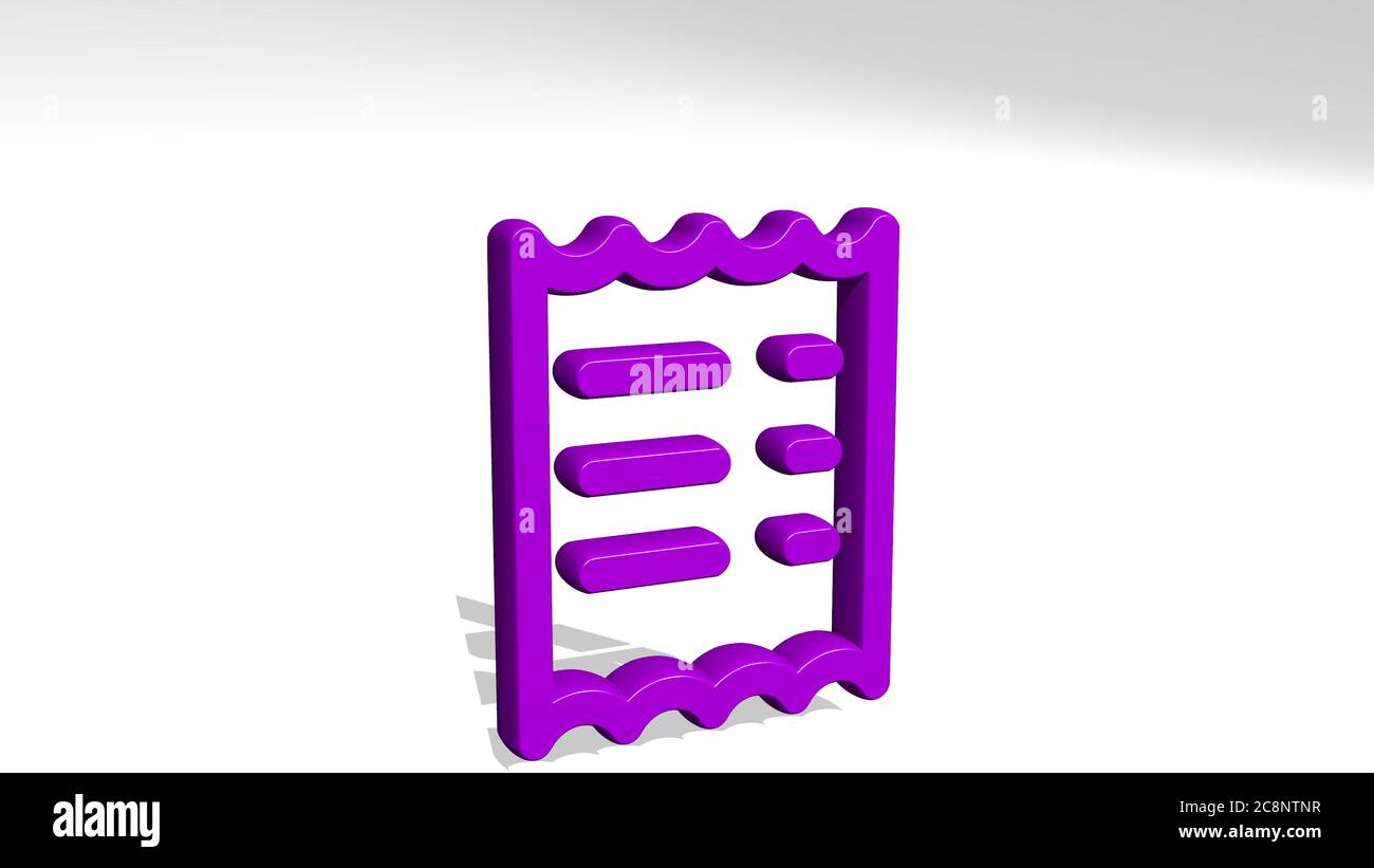 receipt slip stand with shadow. 3D illustration of metallic sculpture ...