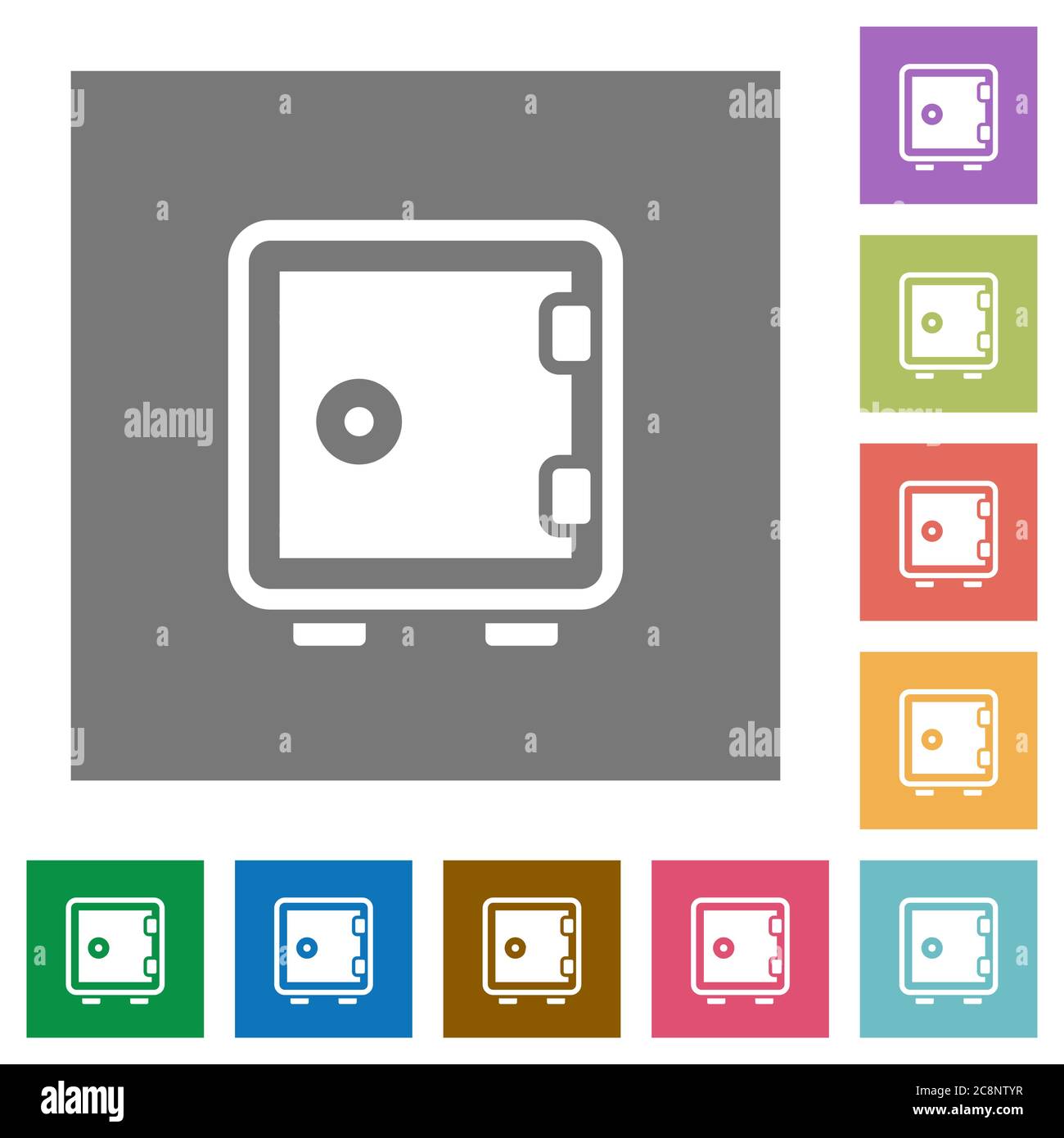 Strong box flat icon set on color square background Stock Vector Image ...