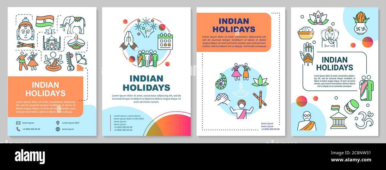 Indian holidays brochure template. National festivals in India flyer ...