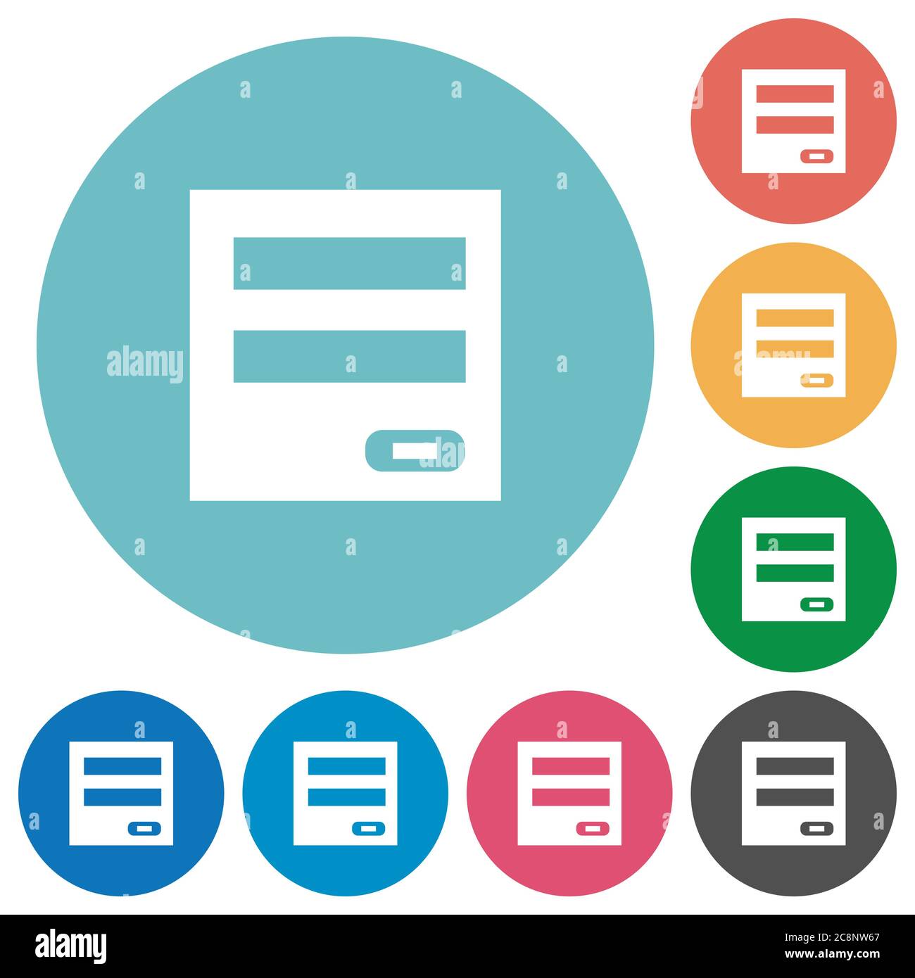 Flat login panel icon set on round color background Stock Vector Image ...