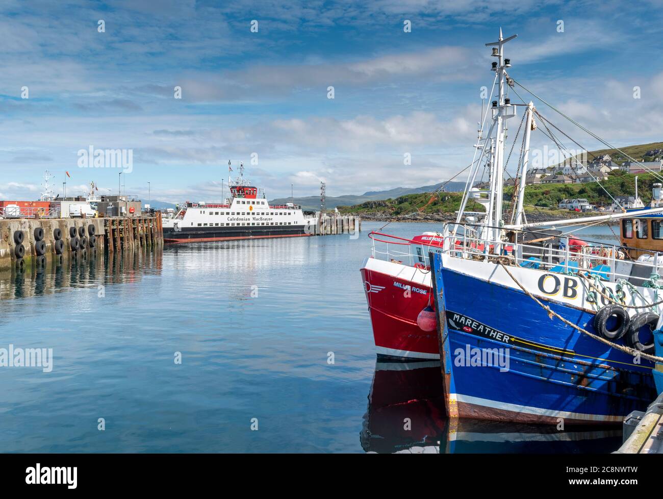 MALLAIG HARBOUR LOCHABER WEST COAST SCOTLAND MOORED FISHING BOATS AND ...