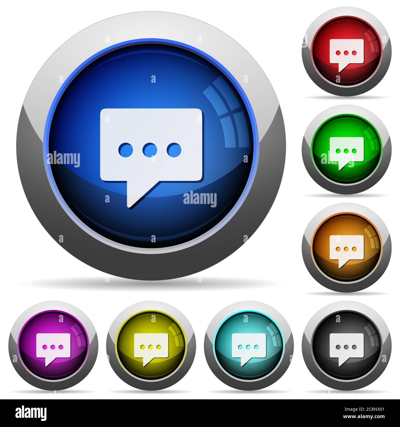 Set of round glossy working chat buttons. Arranged layer structure ...