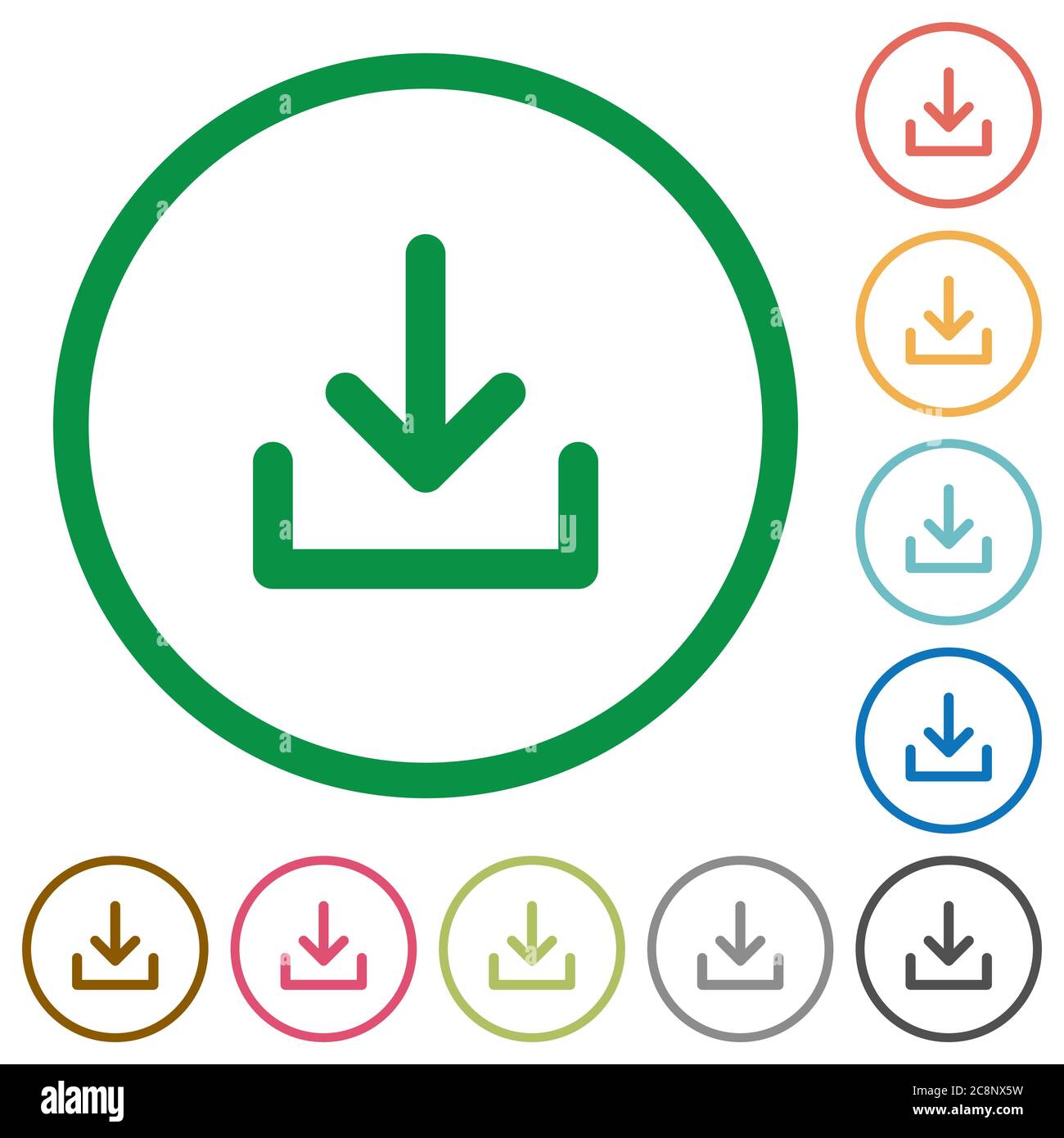 Set of download color round outlined flat icons on white background Stock Vector Image & Art - Alamy