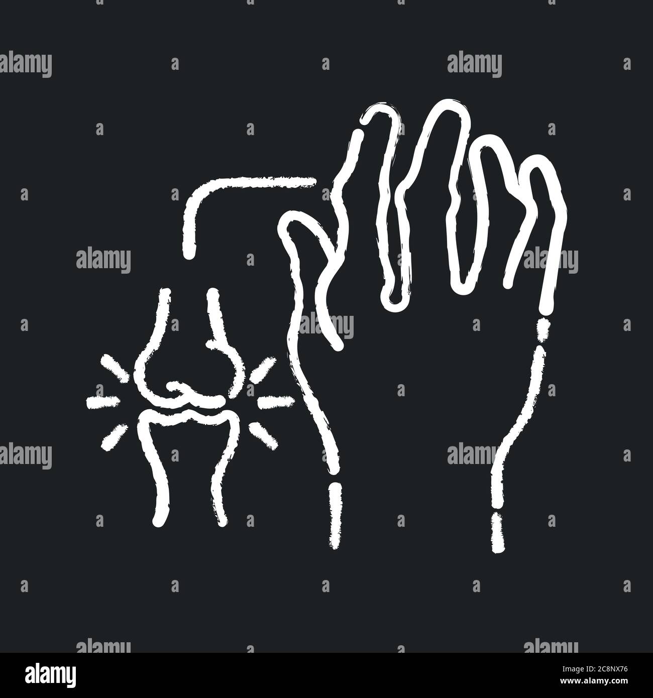 Rheumatoid arthritis chalk white icon on black background. Pathological ...