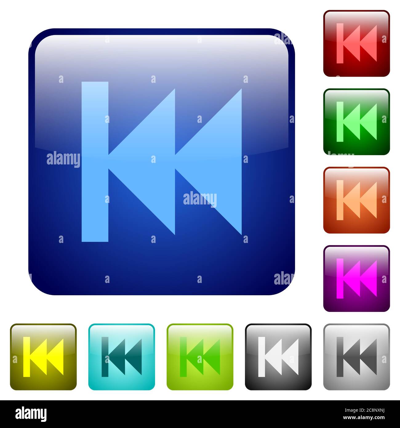 Set of color media fast backward glass web buttons Stock Vector Image ...