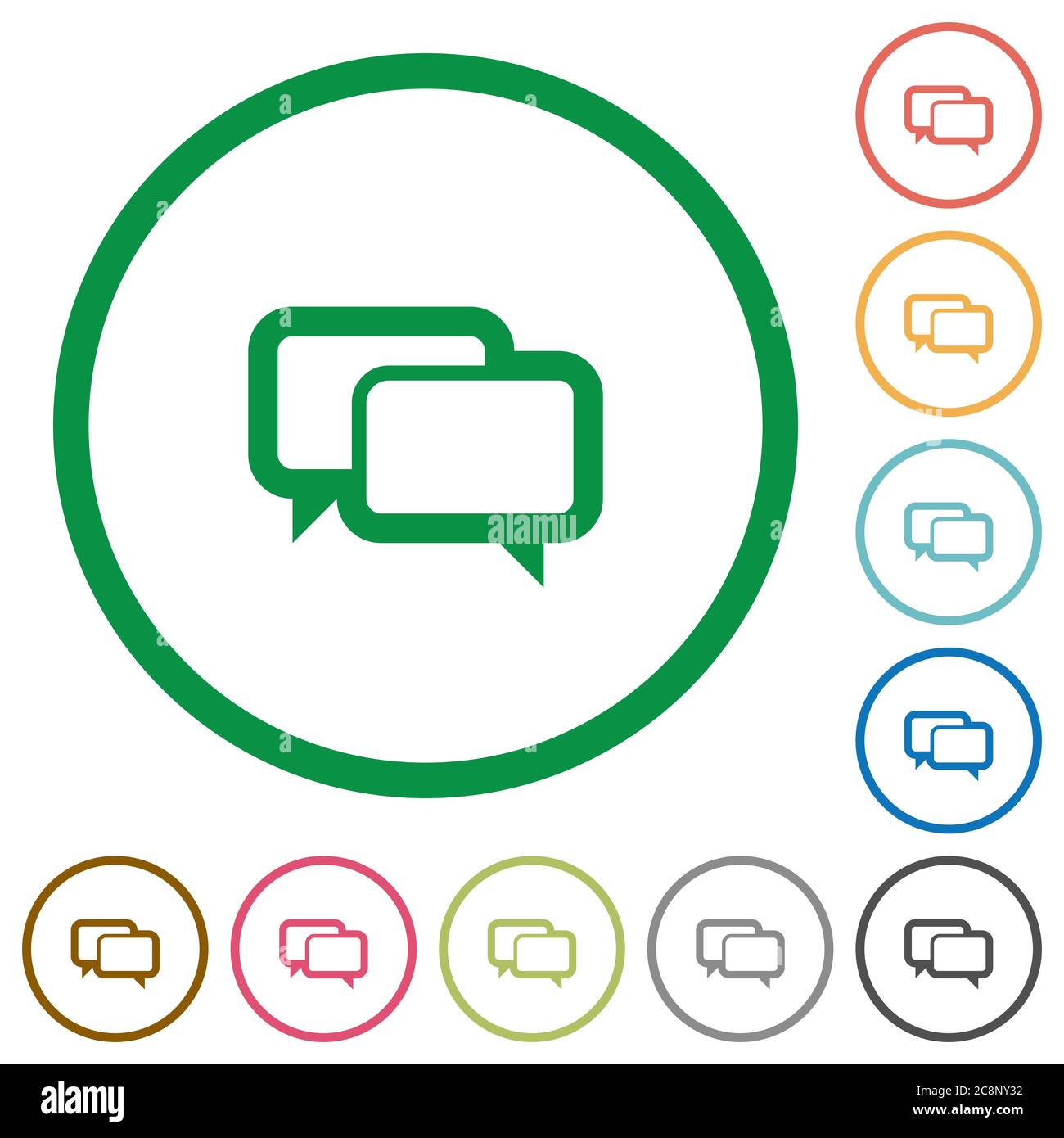 Set of Chat bubbles color round outlined flat icons on white background Stock Vector Image & Art ...