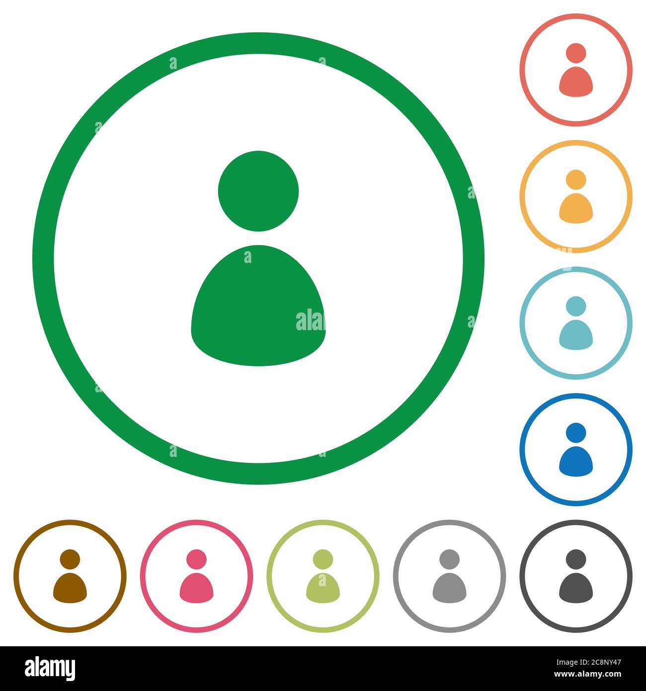 Set of user color round outlined flat icons on white background Stock ...