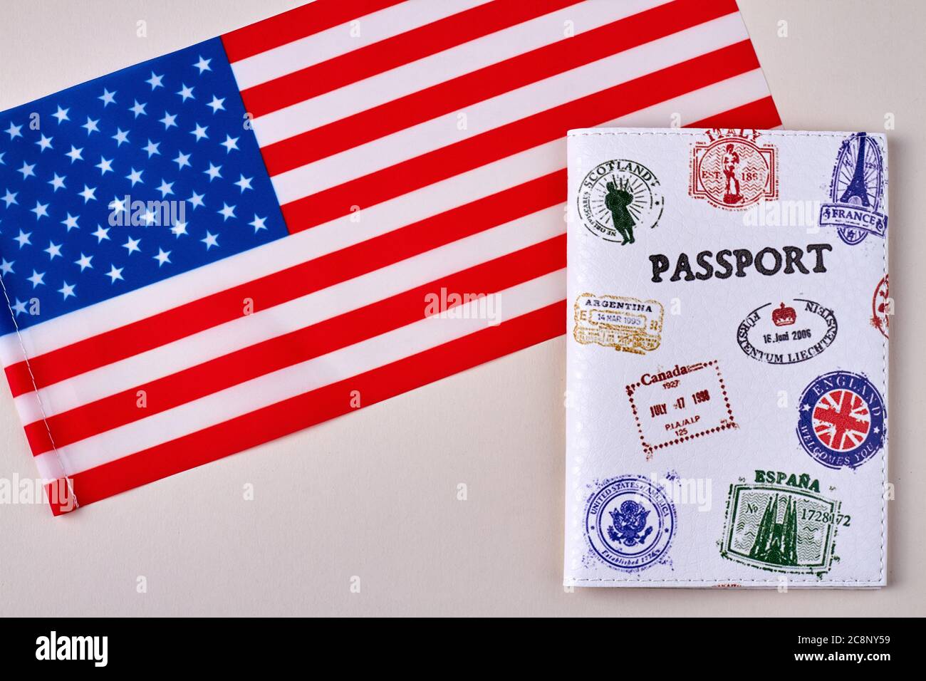 The USA flag and passport Stock Photo - Alamy