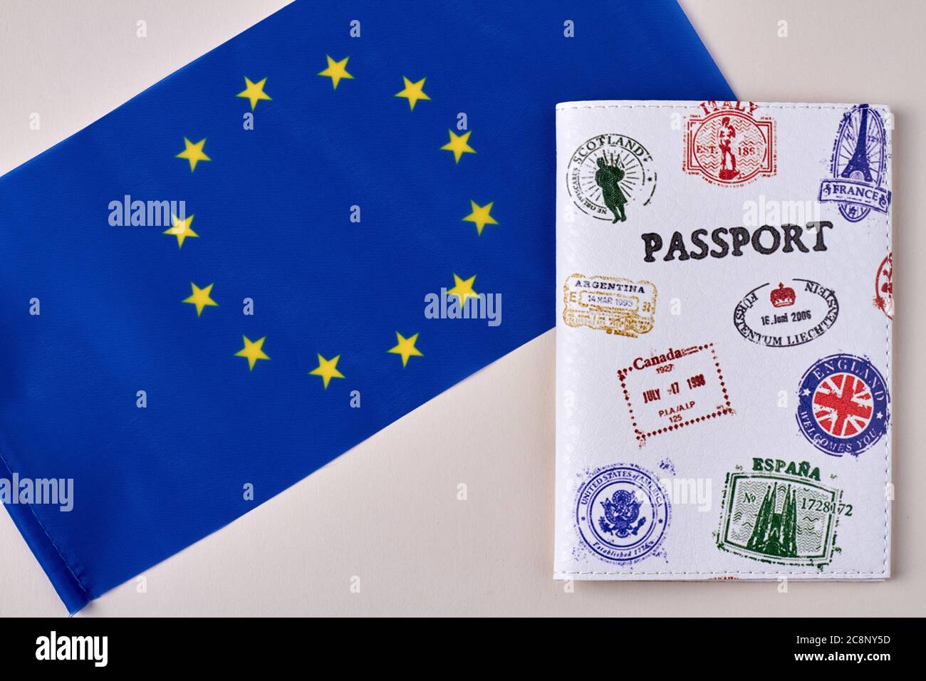 Flag of european union and passport Stock Photo - Alamy