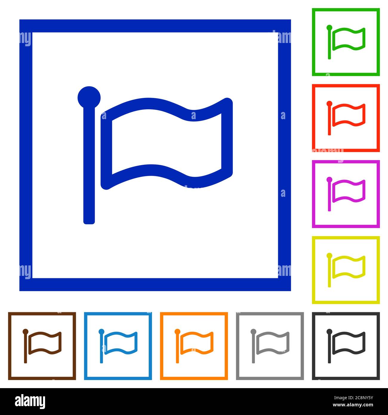 Set of color square framed flag flat icons on white background Stock ...