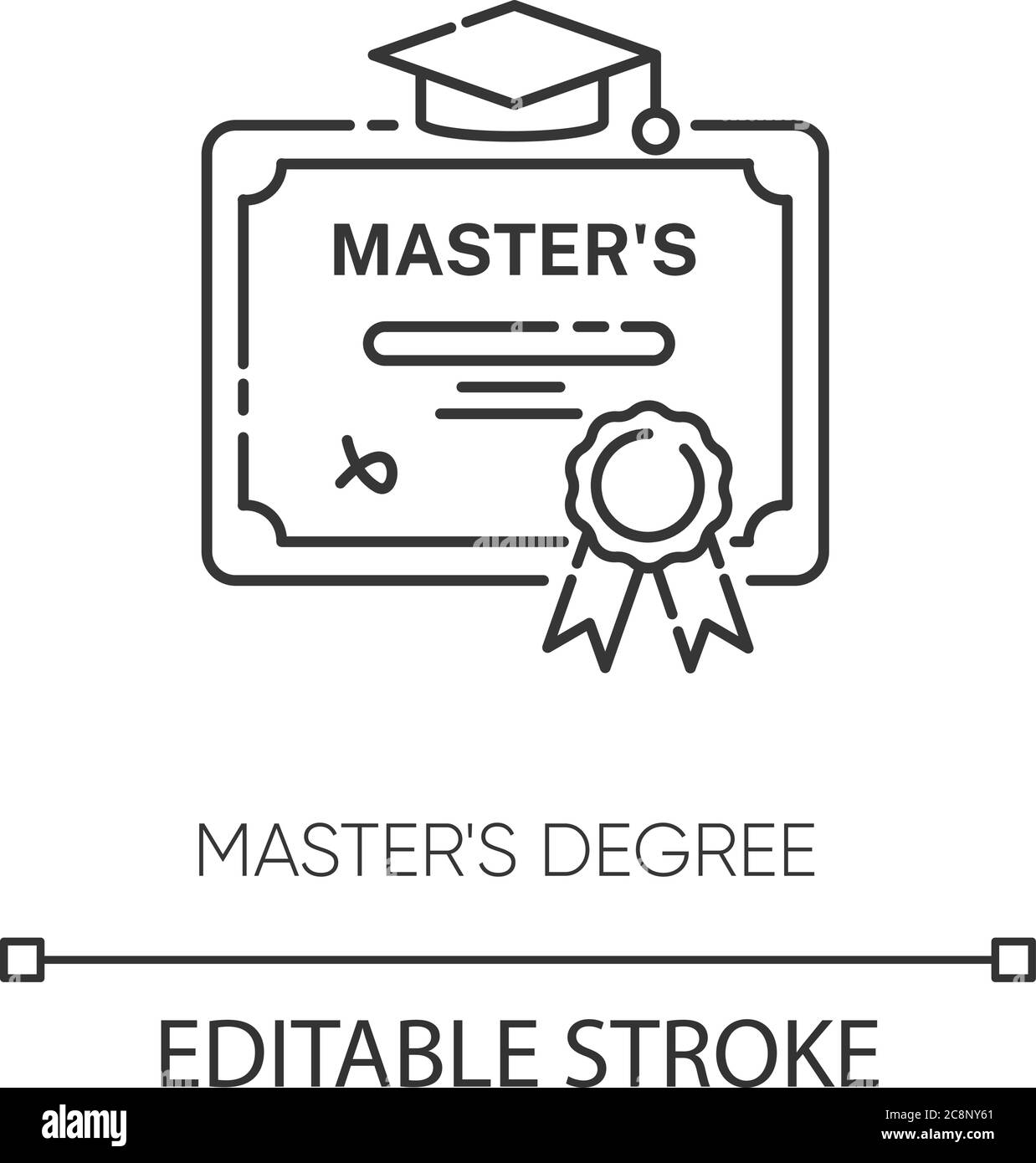 Masters degree pixel perfect linear icon. Higher education thin line ...