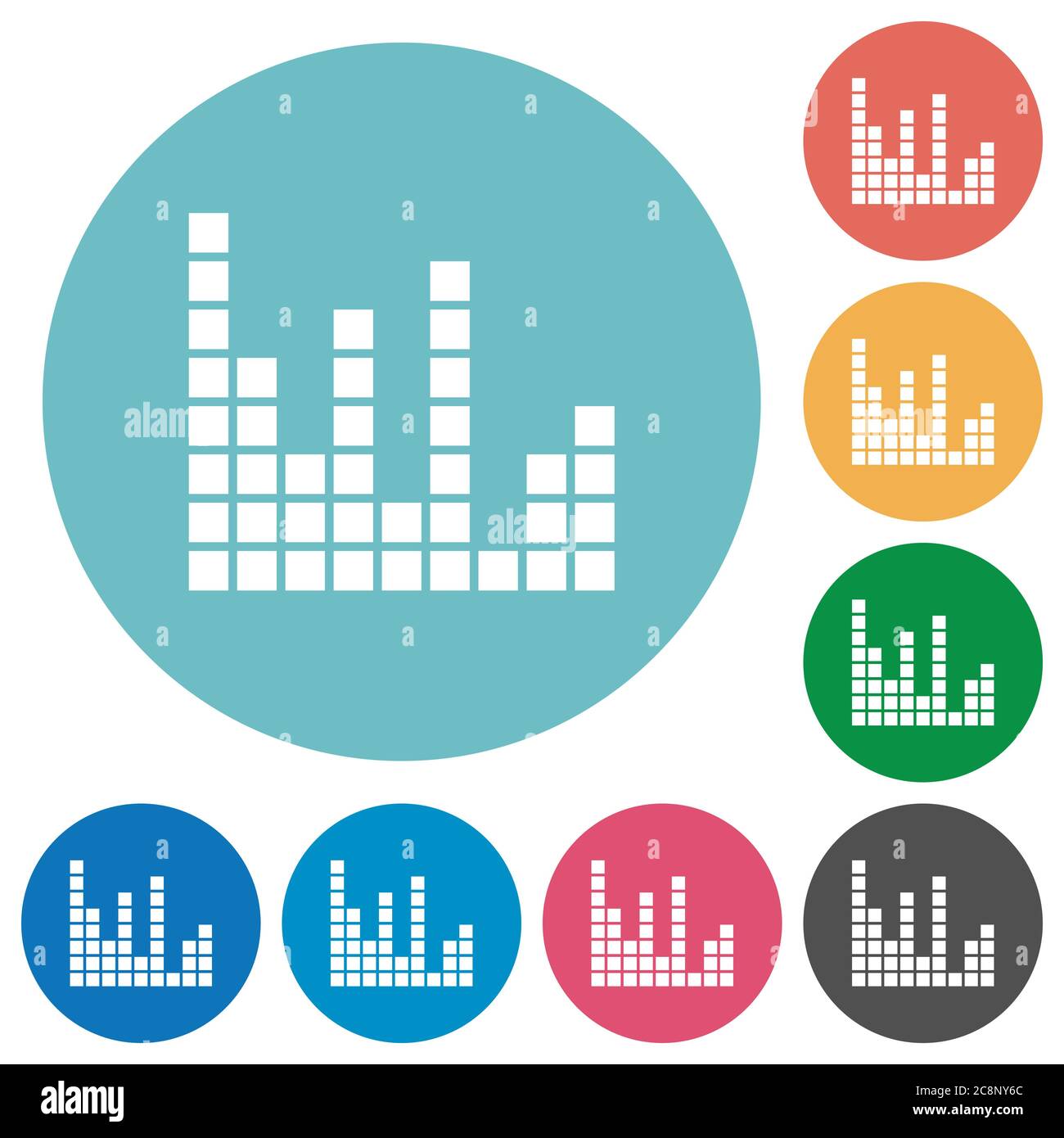 Flat sound bars icon set on round color background Stock Vector Image ...