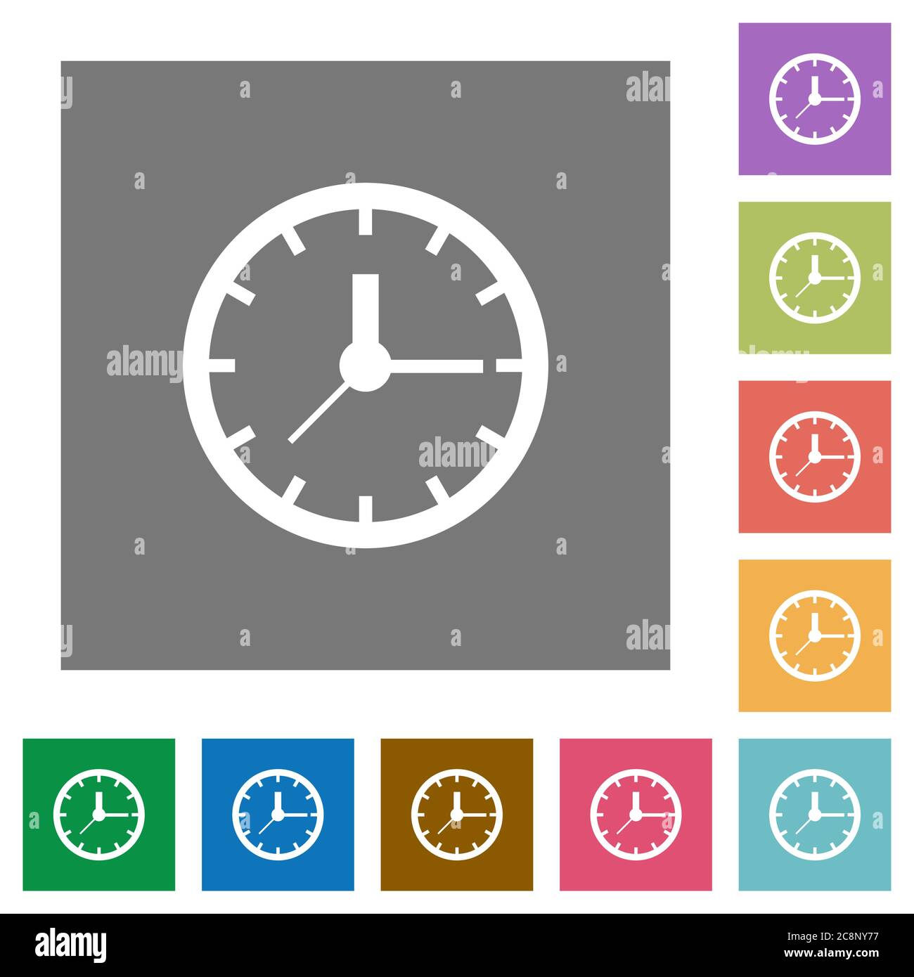 clock flat icon set on color square background Stock Vector Image & Art ...