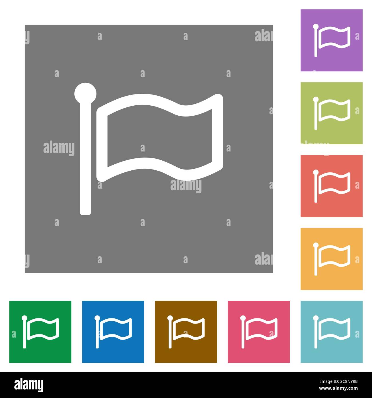 Flag flat icon set on color square background Stock Vector Image & Art ...