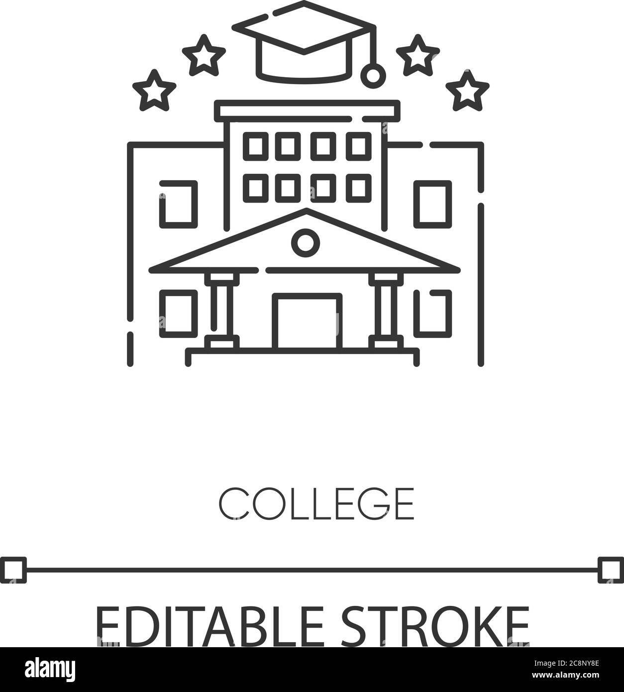 College pixel perfect linear icon. Higher education thin line ...