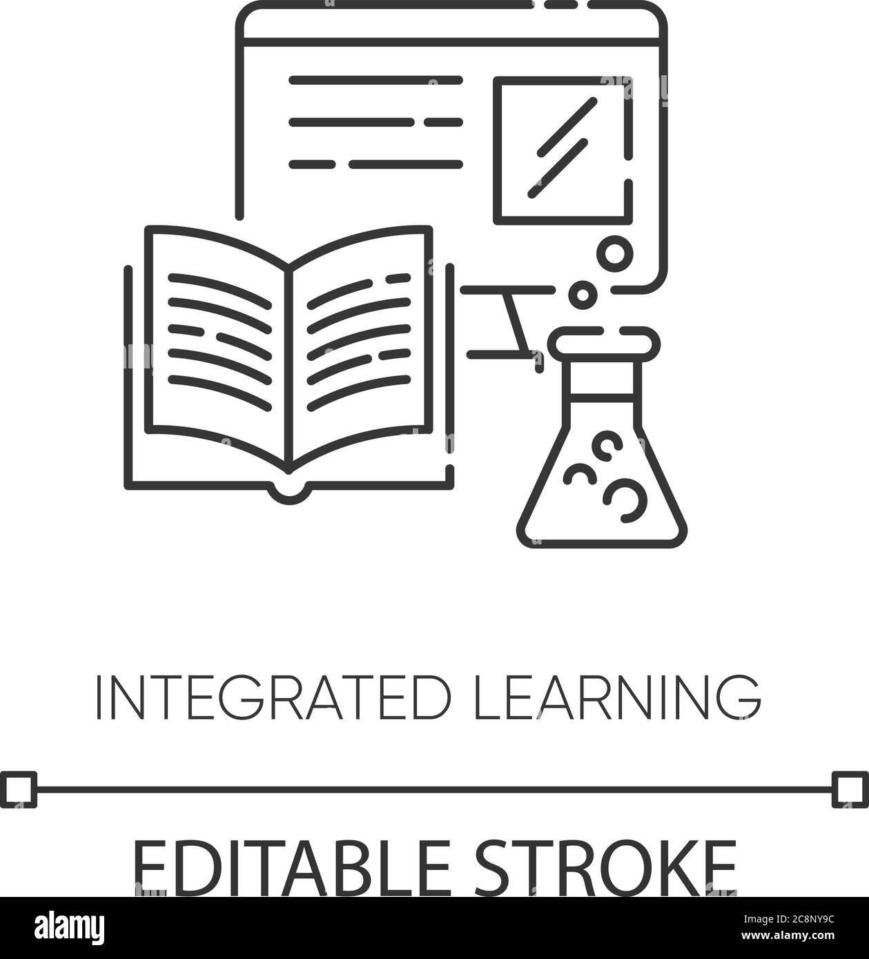 Integrated learning pixel perfect linear icon. Practical education ...