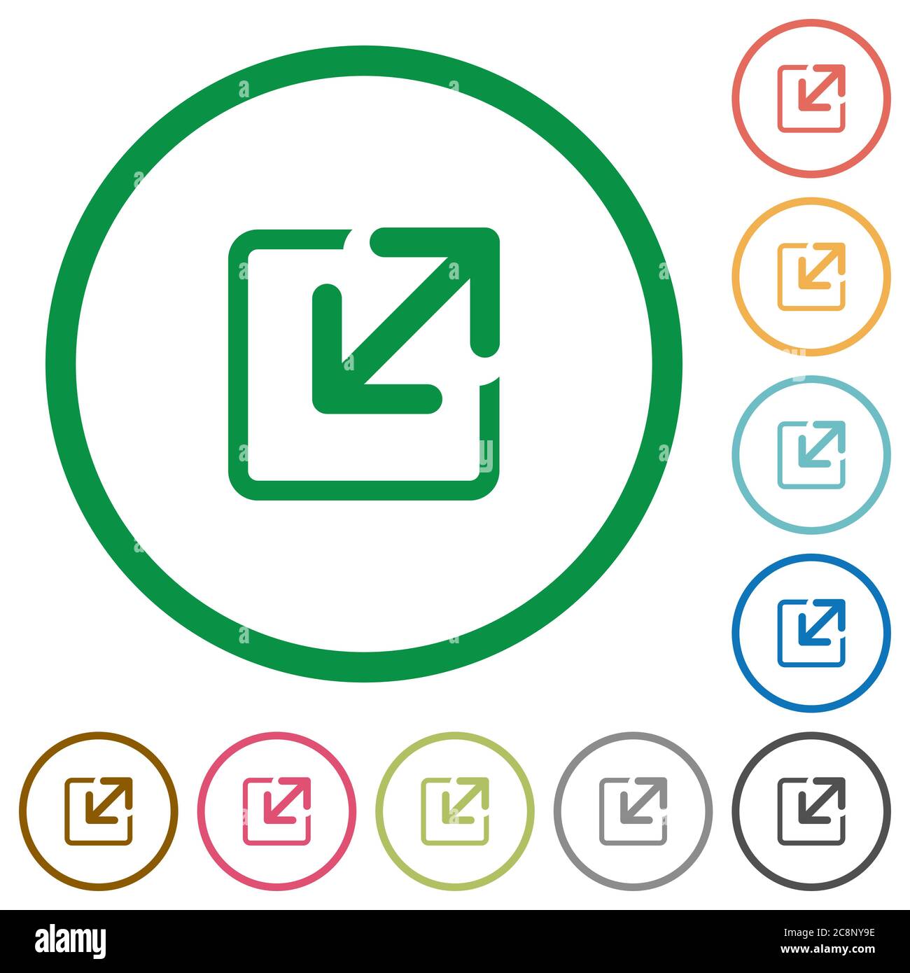 Set of resize window color round outlined flat icons on white background Stock Vector Image ...