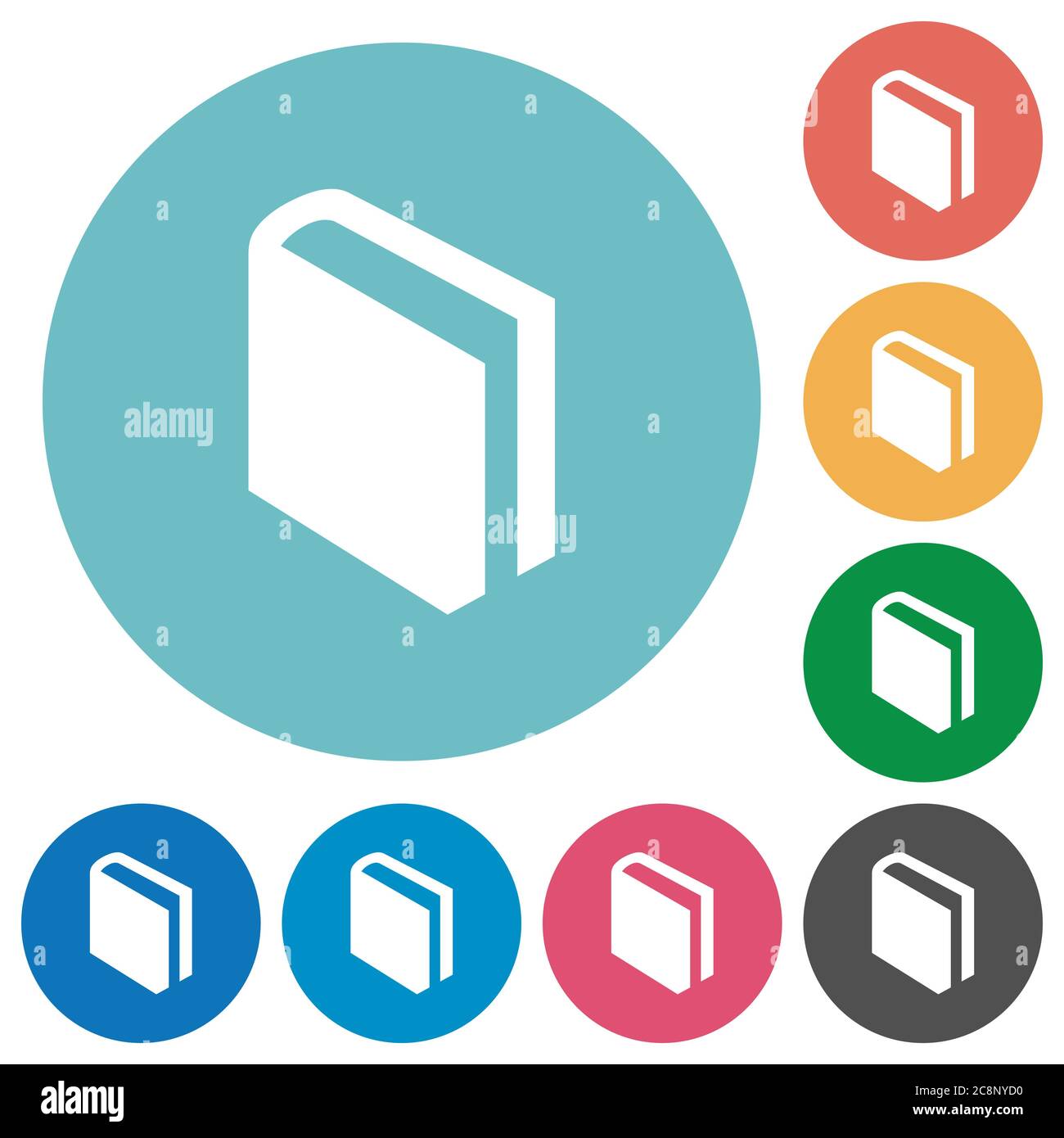 Flat book icon set on round color background Stock Vector Image & Art ...