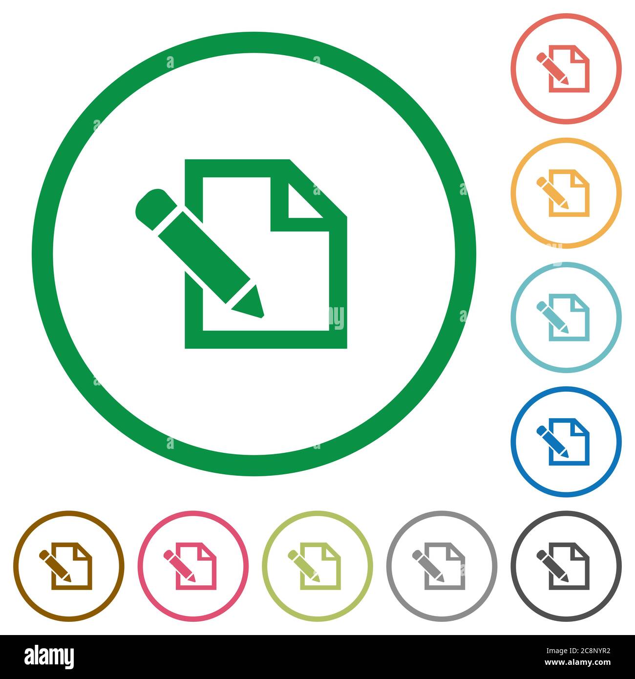 Set of edit color round outlined flat icons on white background Stock ...