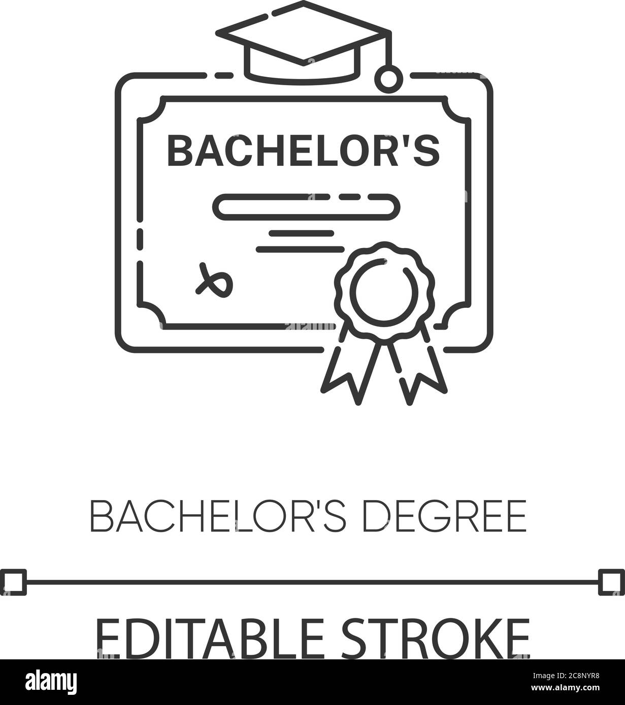 Bachelors degree pixel perfect linear icon. Higher education thin line ...