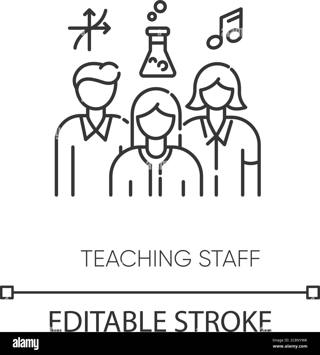 Teaching staff pixel perfect linear icon. Mathematics, chemistry and ...