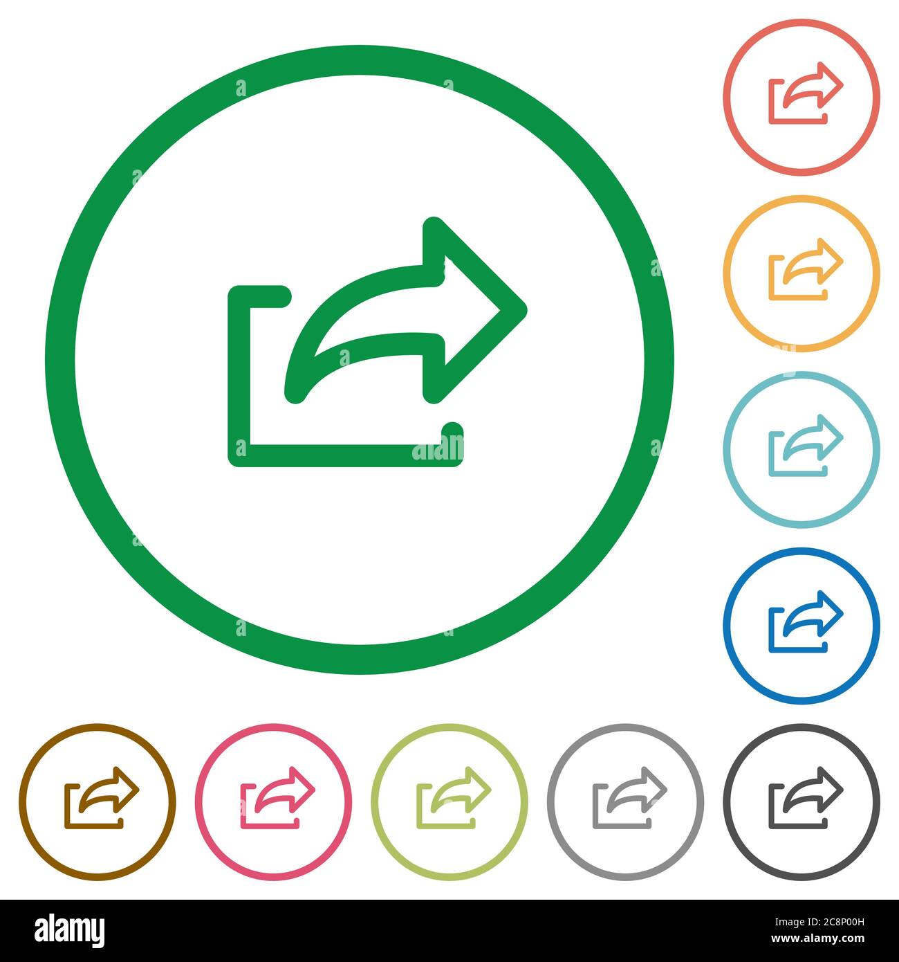 Set of export color round outlined flat icons on white background Stock ...