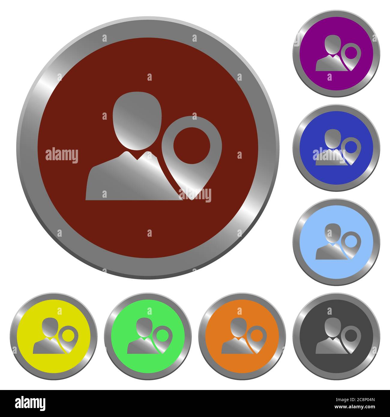 Set of color glossy coin-like user location buttons Stock Vector Image & Art - Alamy