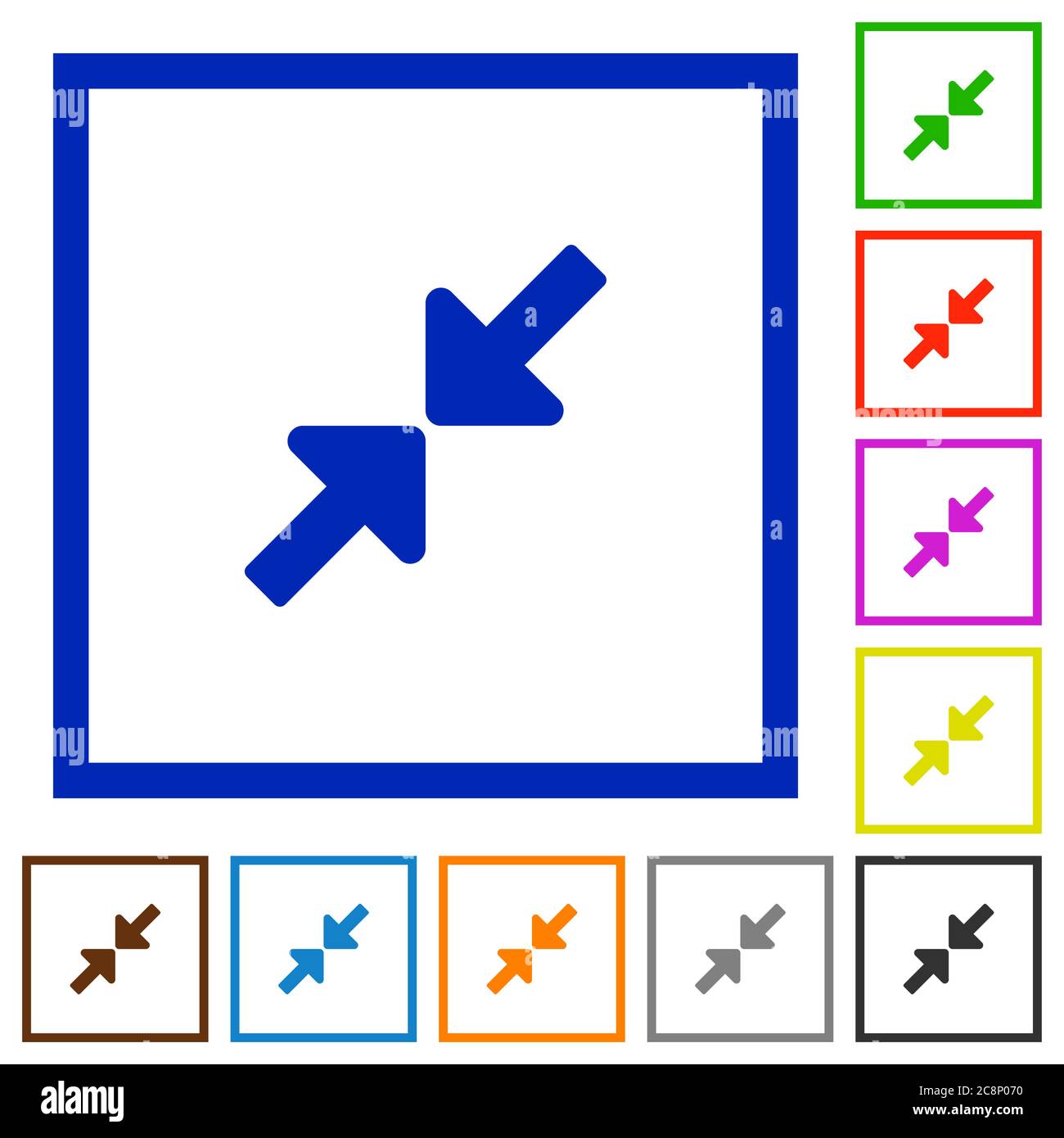 Set of color square framed Resize small flat icons on white background ...