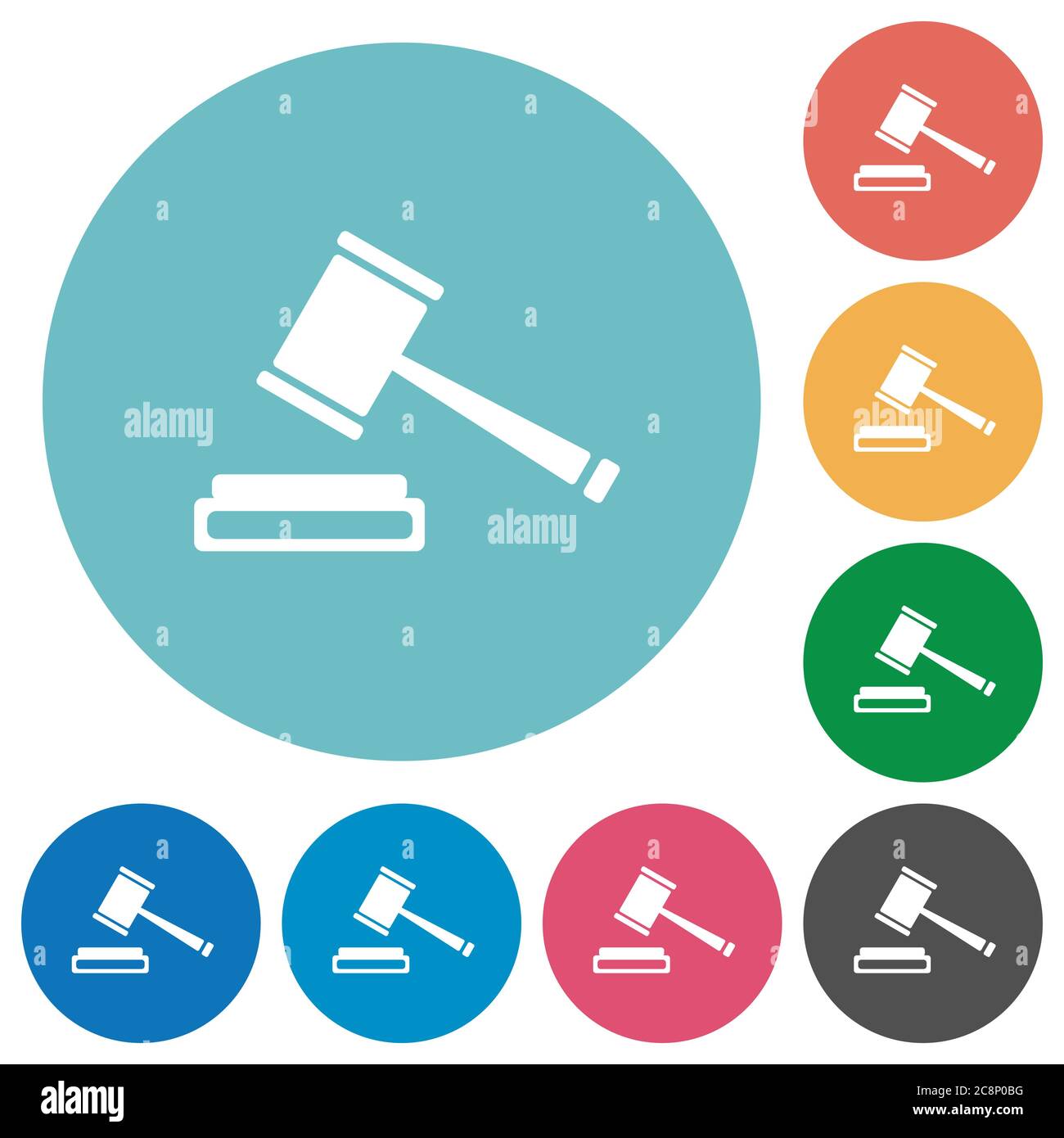 Flat auction icon set on round color background Stock Vector Image ...