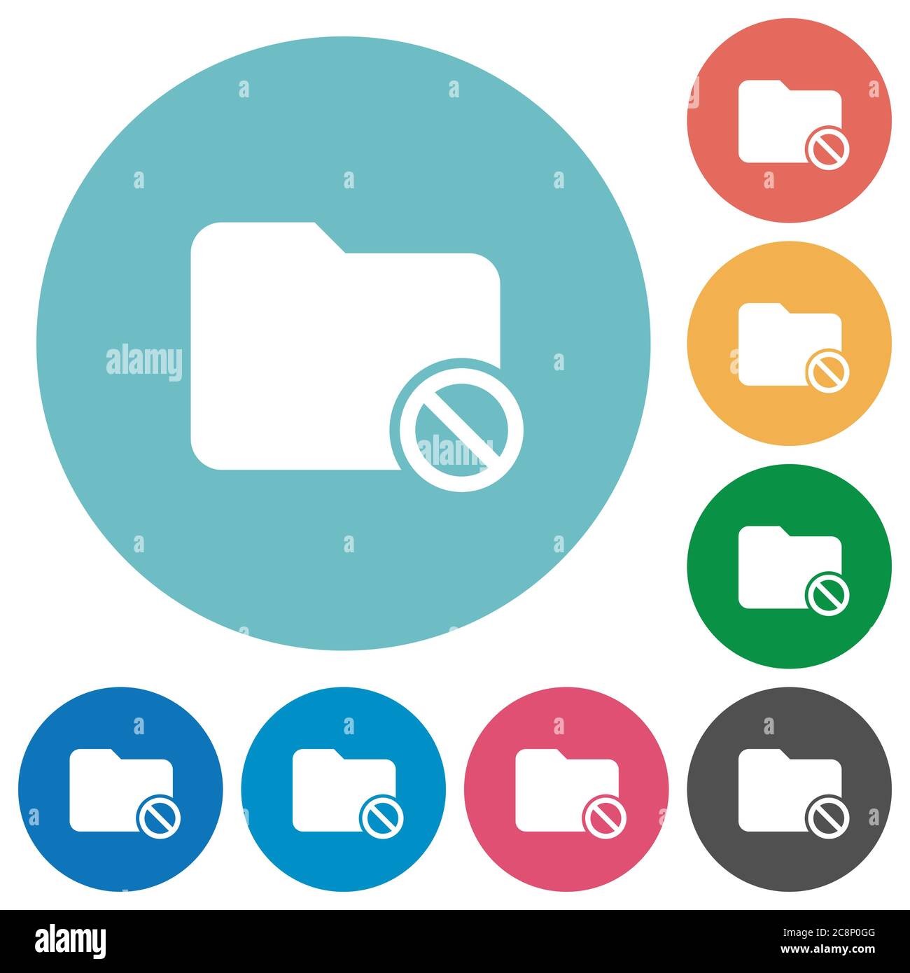 Flat disabled folder icon set on round color background Stock Vector ...