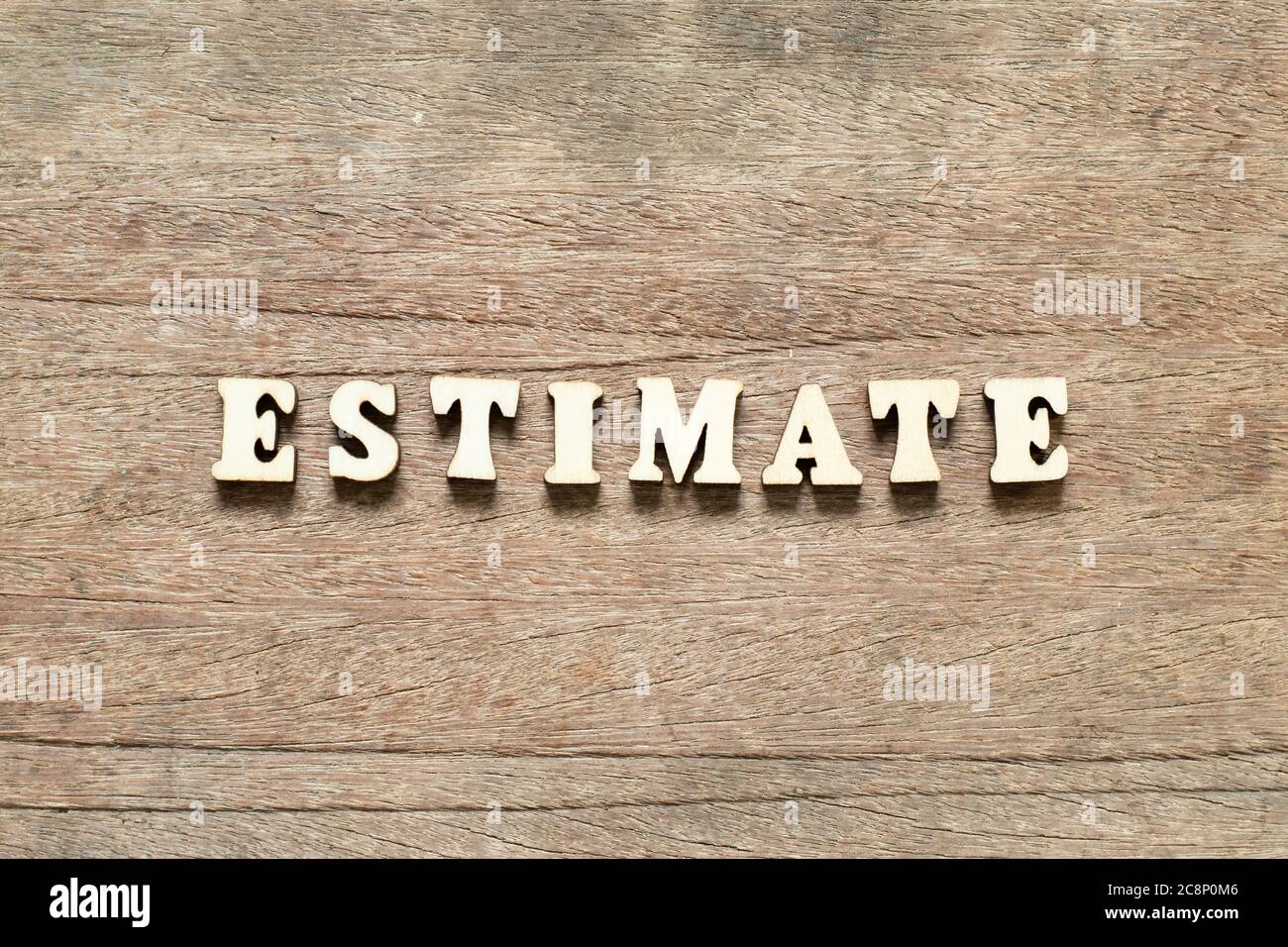 Alphabet letter block in word estimate on wood background Stock Photo ...