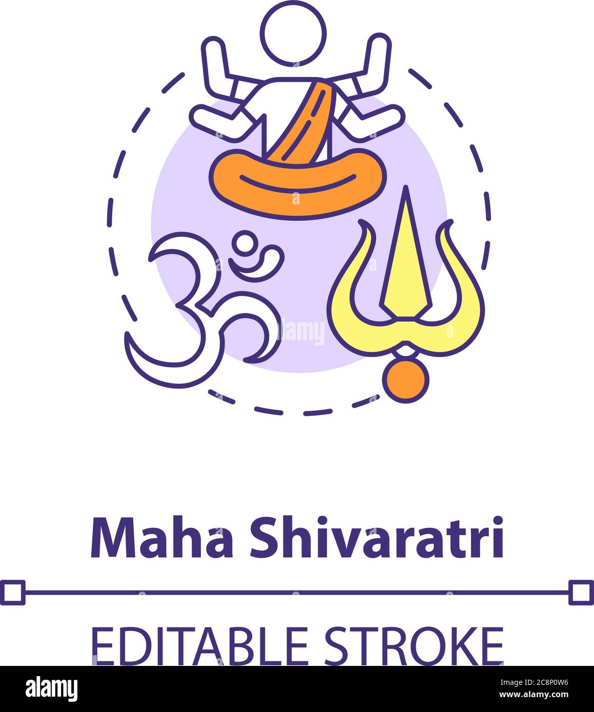 Maha shivaratri concept icon. Traditional hindu festival idea thin line ...