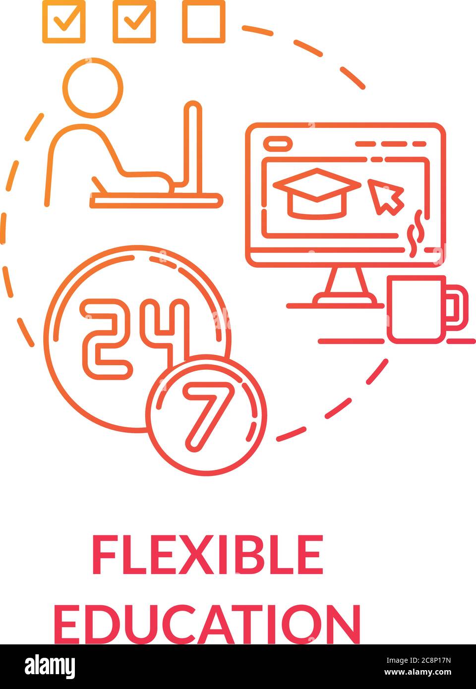 Flexible education concept icon. Hybrid learning. Homeschooling. E ...