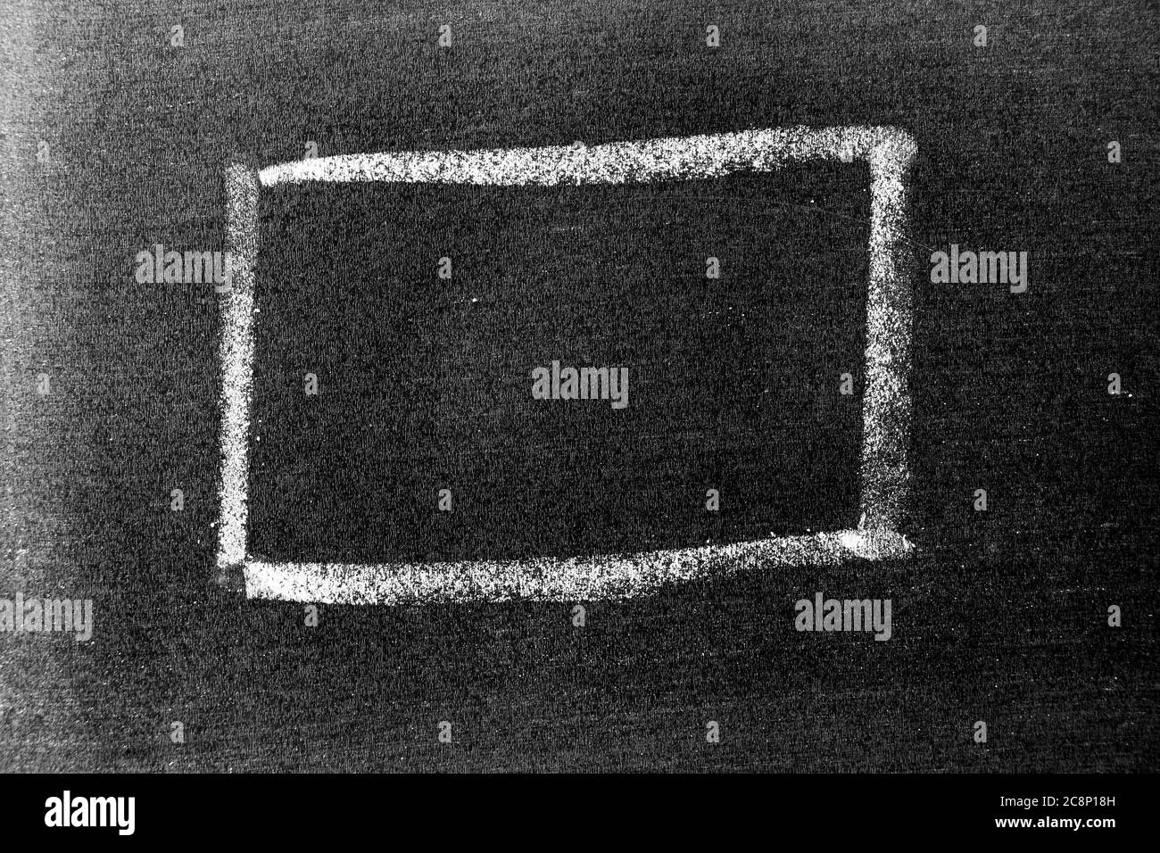 White chalk hand drawing in square or banner shape on black board ...