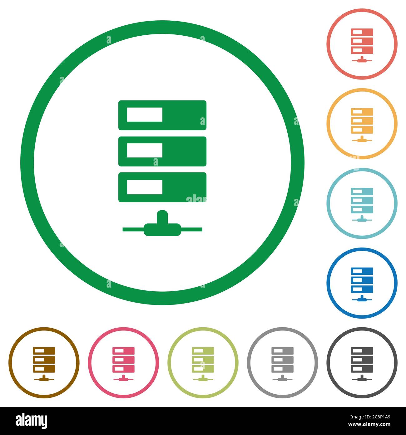 Set of data network color round outlined flat icons on white background Stock Vector Image & Art ...